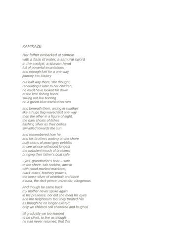 GCSE ENGLISH LITERATURE KAMIKAZE BY BEATRICE GARLAND A* assessment ...