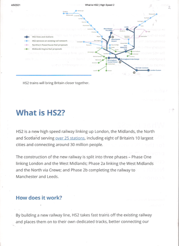 Environment and HS2 (High Speed 2) | Teaching Resources