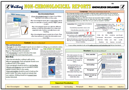 Writing Non-Chronological Reports - KS1 Knowledge Organiser! | Teaching ...