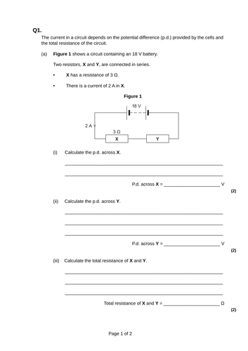 AQA GCSE Physics (9-1) - P4.3 Potential difference and resistance ...