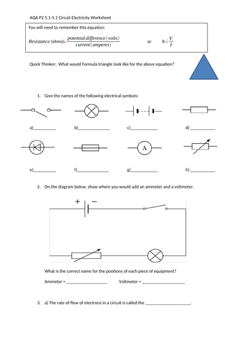 AQA GCSE Physics (9-1) - P4.4 Component Characteristics + Required ...