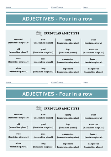 GCSE French revision adjectives | Teaching Resources