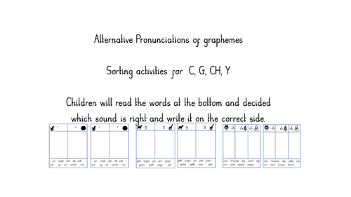 Alternative Pronunciation of sounds, C, G, CH, Y. | Teaching Resources