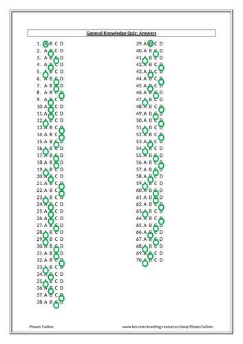 General Knowledge Quiz - Fun/Educational | Teaching Resources