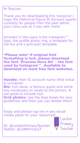 Historical Figure IG Account | Teaching Resources