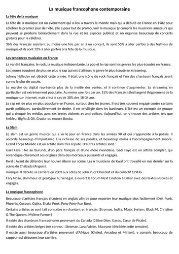 La musique francophone et la radio | Teaching Resources