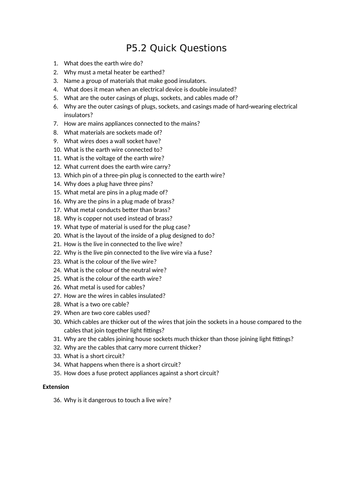 AQA GCSE Physics (9-1) - P5.2 Cables and plugs FULL LESSON | Teaching ...