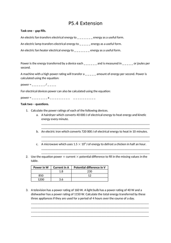 AQA GCSE Physics (9-1) - P5.4 Electrical currents and energy transfer ... AQA GCSE Physics (9-1) - P5.4 Electrical currents and energy transfer ...