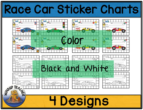 Race Car Sticker Charts | Teaching Resources