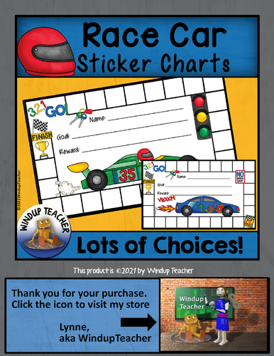 Race Car Sticker Charts | Teaching Resources
