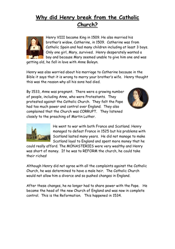 Henry VIII Reformation | Teaching Resources