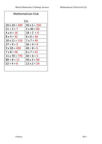 Mental Maths Challenge Upper KS2 Including answer sheets | Teaching ...