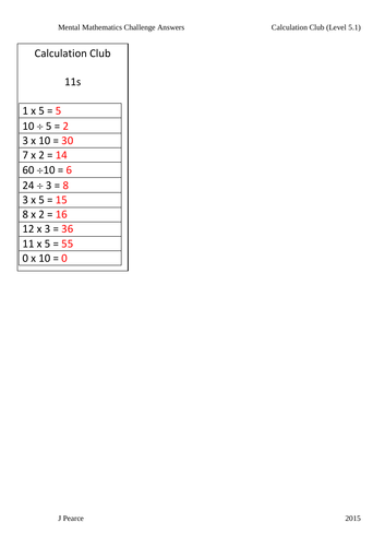 Mental Maths Challenge Upper KS2 Including answer sheets | Teaching ...