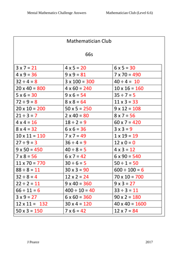 Mental Maths Challenge Upper KS2 Including answer sheets | Teaching ...