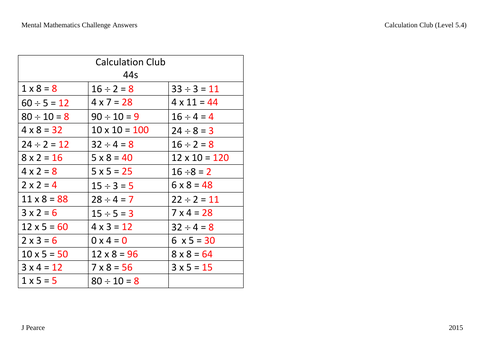 Mental Maths Challenge Upper KS2 Including answer sheets | Teaching ...