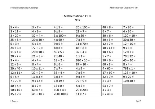 Mental Maths Challenge Upper KS2 Including answer sheets | Teaching ...