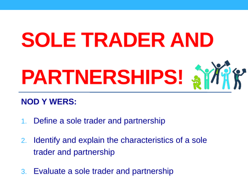 Business - Sole Traders and Partnership Lesson | Teaching Resources