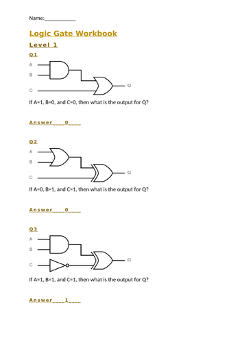 KS4 Logic Gate Workbook - AND OR NOT XOR | Teaching Resources