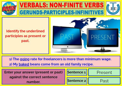 VERBALS - GERUNDS, PARTICIPLES, INFINITIVES: 48 BOOM CARDS | Teaching ...