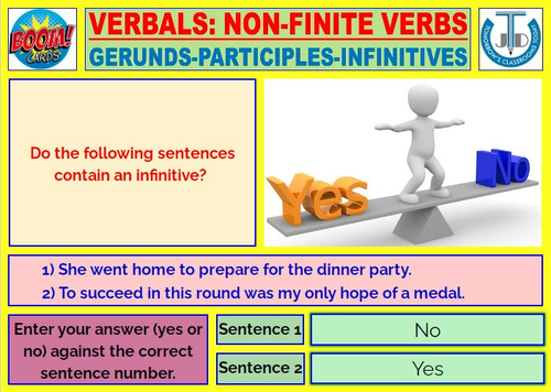 VERBALS - GERUNDS, PARTICIPLES, INFINITIVES: 48 BOOM CARDS | Teaching ...