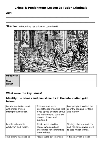 Crime and Punishment: Tudor Criminals | Teaching Resources