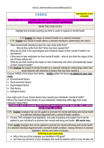 BTEC Level 3 Health and Social Care Unit 20: Understanding Mental ...