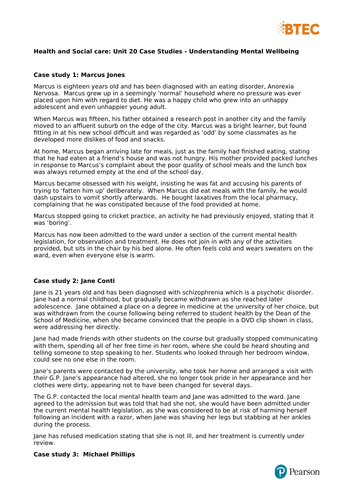 BTEC Level 3 Health and Social Care Unit 20: Understanding Mental ...