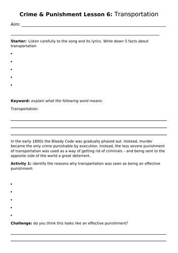 Crime and Punishment: Transportation | Teaching Resources