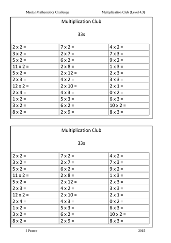 Mental Maths Challenge Lower KS2 Including Answer Sheets | Teaching ...