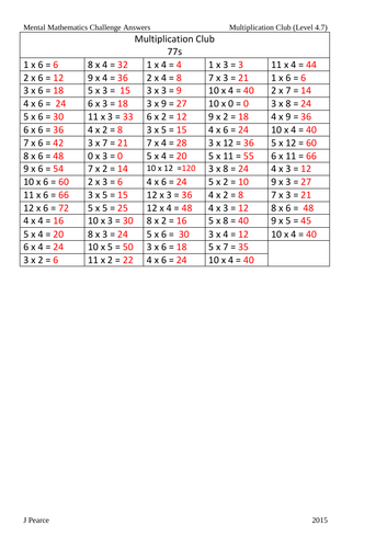 Mental Maths Challenge Lower KS2 Including Answer Sheets | Teaching ...