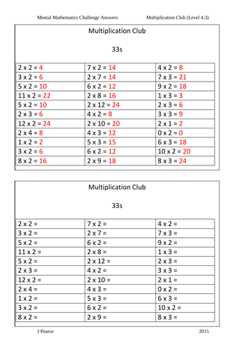Mental Maths Challenge Lower KS2 Including Answer Sheets | Teaching ...