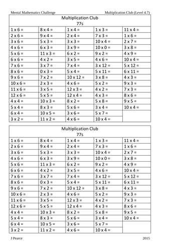 Mental Maths Challenge Lower KS2 Including Answer Sheets | Teaching ...