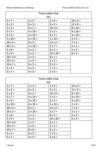 Mental Maths Challenge Lower KS2 Including Answer Sheets | Teaching ...