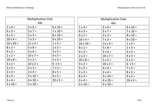 Mental Maths Challenge Lower KS2 Including Answer Sheets | Teaching ...