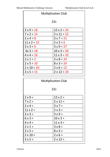 Mental Maths Challenge Lower KS2 Including Answer Sheets | Teaching ...