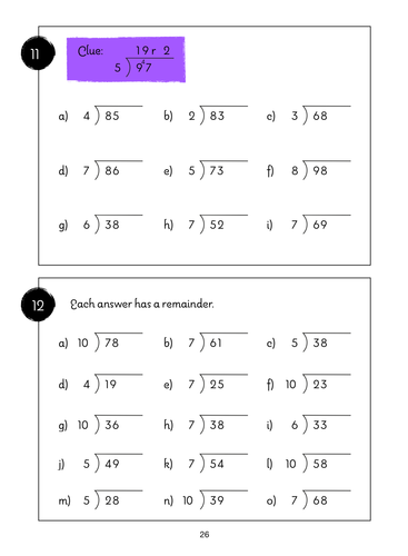 Division & Long Division Practice Questions With Answers - Age 9-12 ...