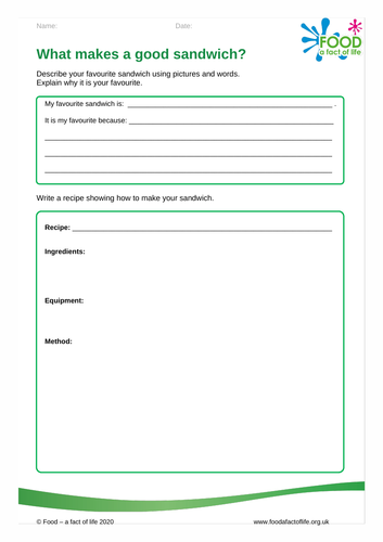 What makes a good sandwich? worksheet | Teaching Resources