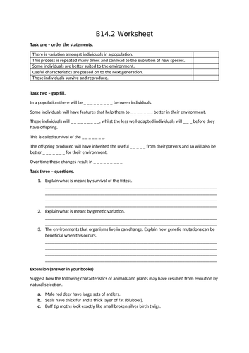 AQA GCSE Biology (9-1) B14.2 Evolution by natural selection - FULL ...