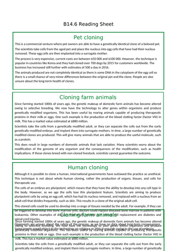 AQA GCSE Biology (9-1) B14.6 Adult cell cloning - FULL LESSON ...