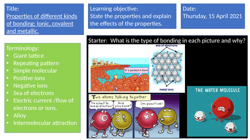 Properties of Bonding GCSE AQA | Teaching Resources