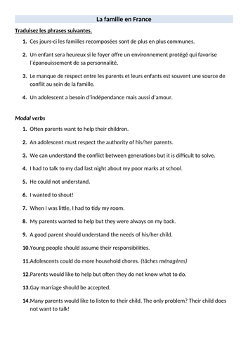 La famille et le mariage en France | Teaching Resources