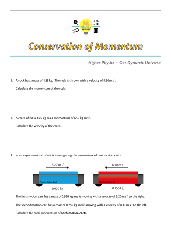 Conservation of Momentum - Questions | Teaching Resources