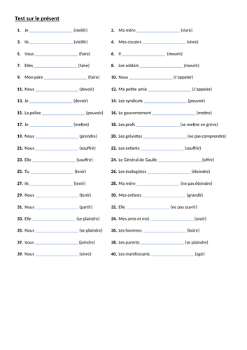 Le présent | Teaching Resources