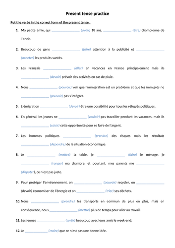 Le présent | Teaching Resources