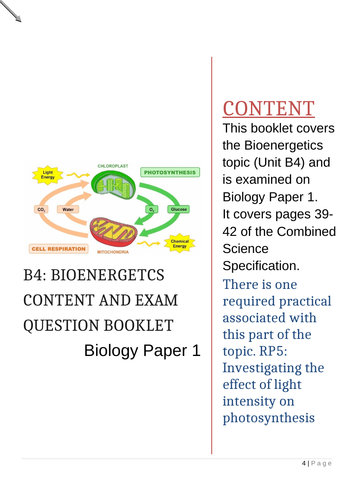 B4 - Bioenergetics (AQA GCSE Trilogy Higher) | Teaching Resources