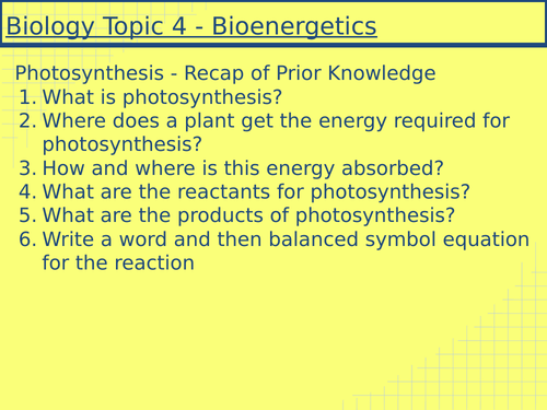 B4 - Bioenergetics (AQA GCSE Trilogy Higher) | Teaching Resources