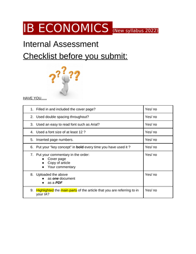 IB Economics (new syllabus 2022) IA guide | Teaching Resources