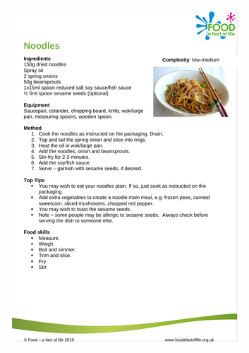 Food life skills - Module 4 Noodle Time | Teaching Resources