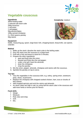 Food life skills - Module 7 Back to basics | Teaching Resources