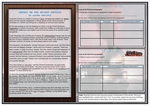 Murder on the Orient Express - Comprehension Task - Extract | Teaching ...